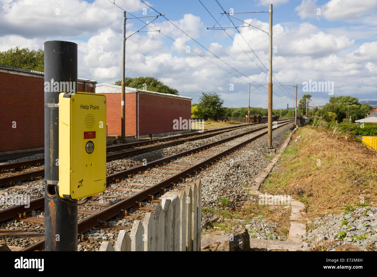 Manchester Metrolink Help Point button at Hagside level crossing Stock ...