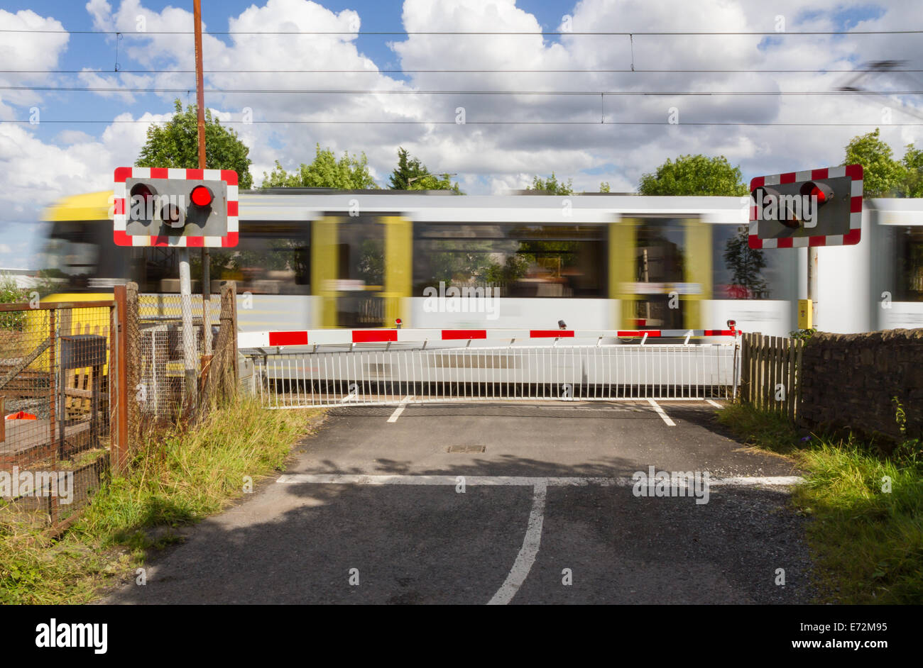 Manchester Metrolink Tram Hagside Level Crossing showing signals ...