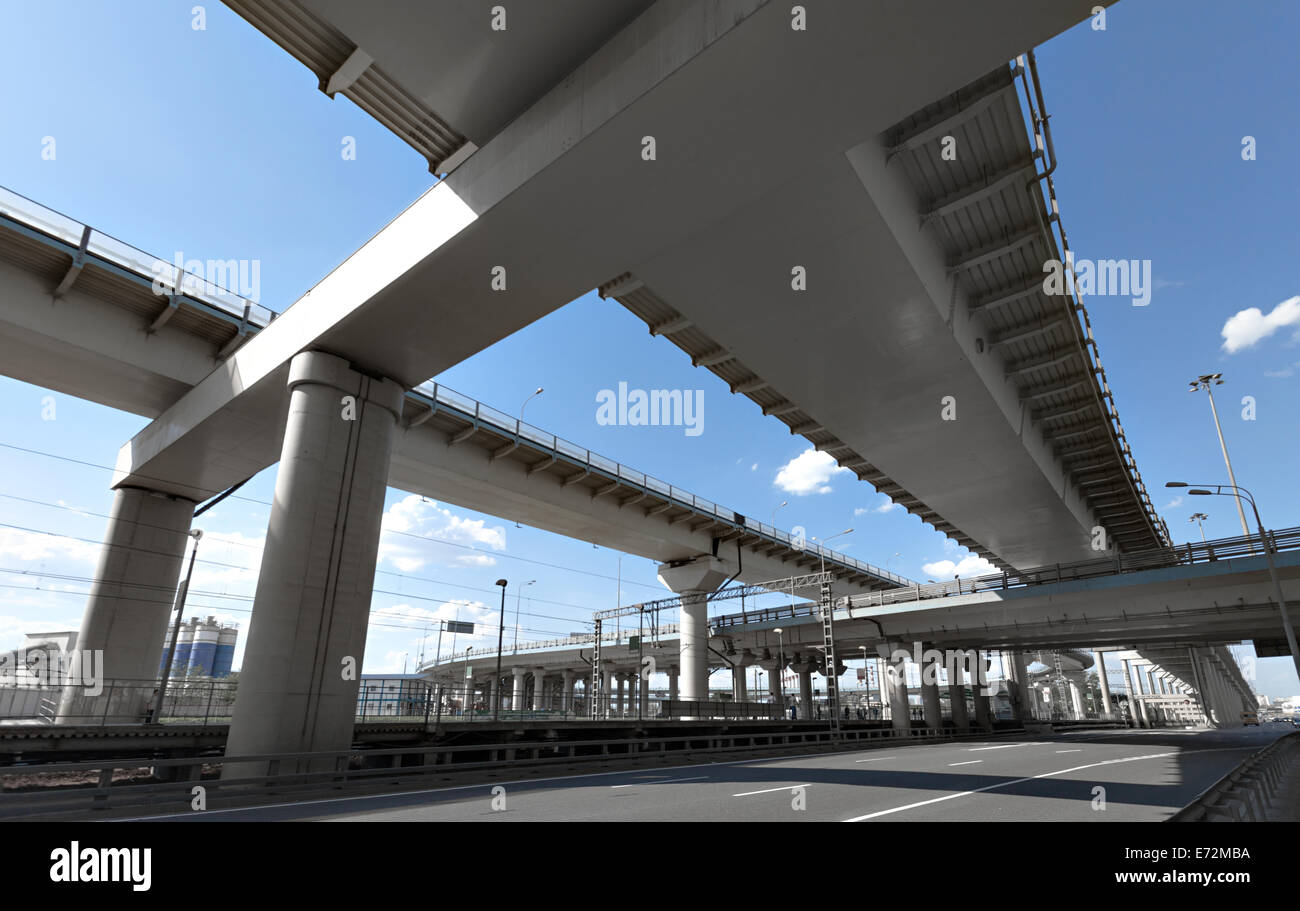 Traffic intersection the Third Ring Road in Moscow near the business ...