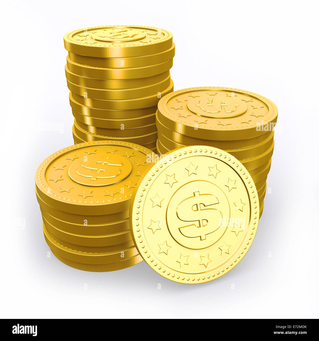 Stack of golden coins isolated on white background Stock Photo - Alamy