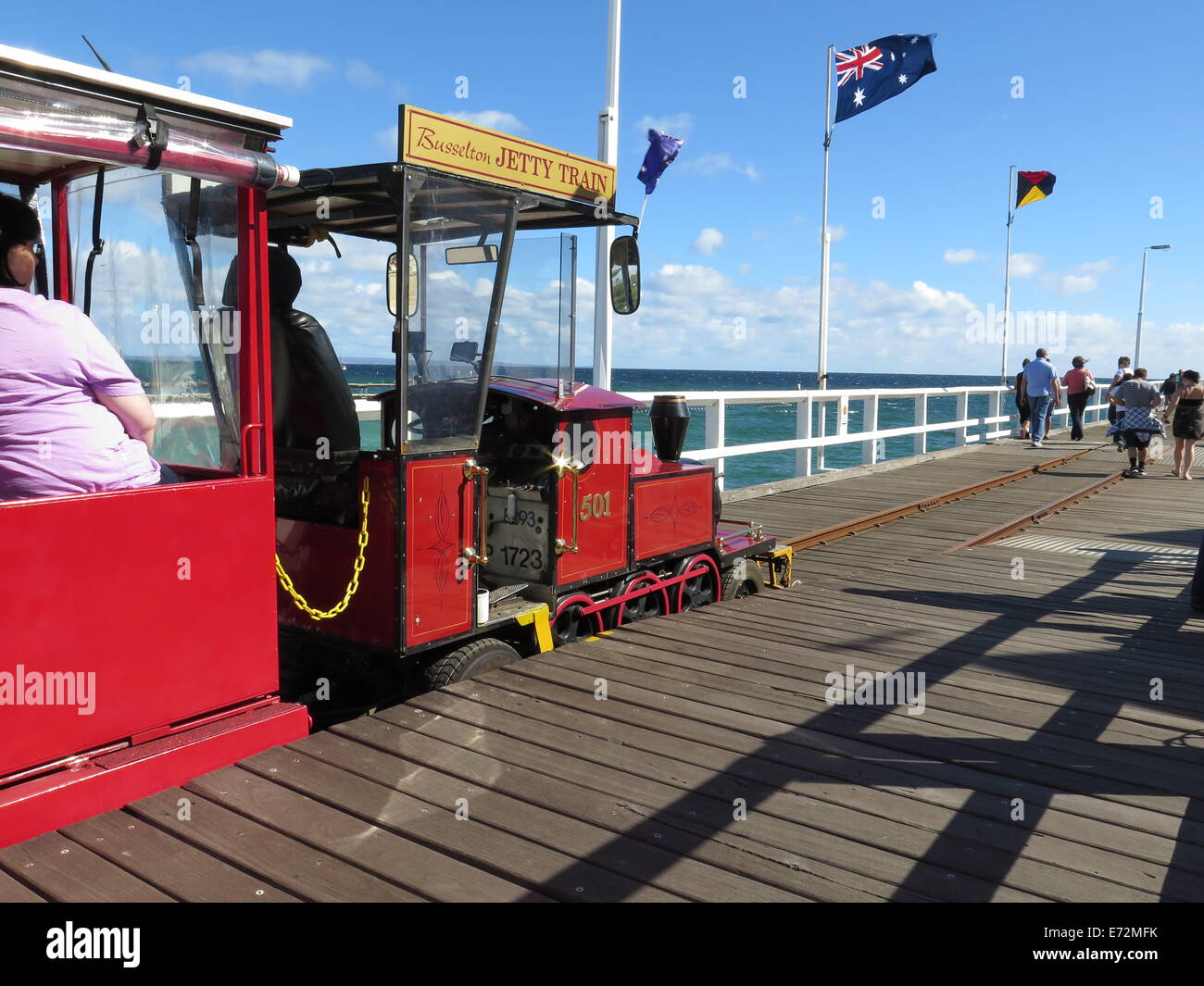 Train carriages on Busselton Jetty in Western Australia Stock Photo - Alamy