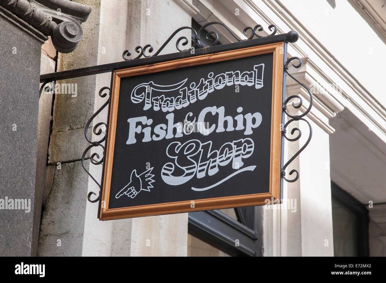 Wrights Traditional Fish and Chip Shop Sign, Manchester, England, UK ...