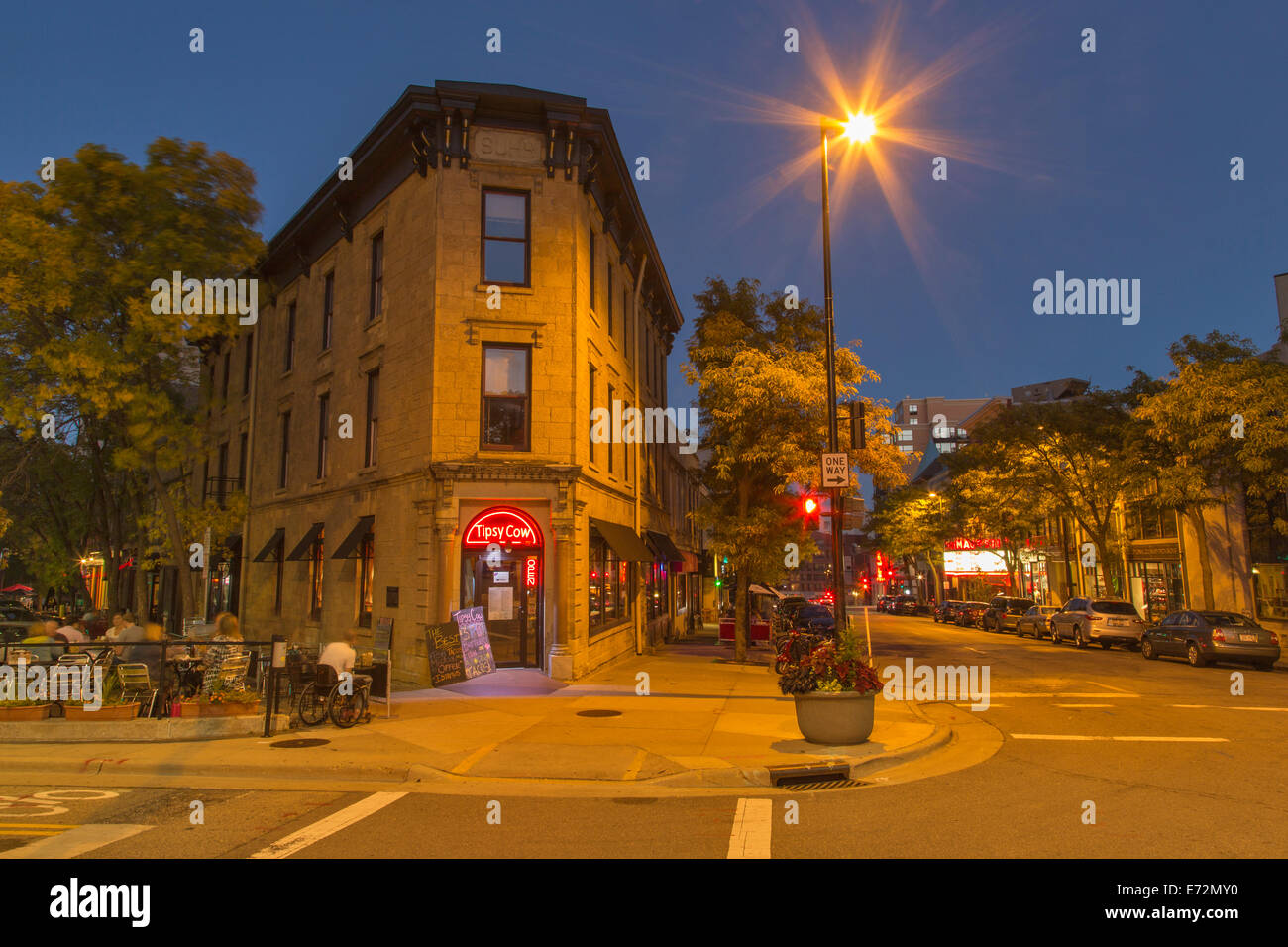 Downtown streets at dusk in Madison, Wisconsin, USA Stock Photo - Alamy