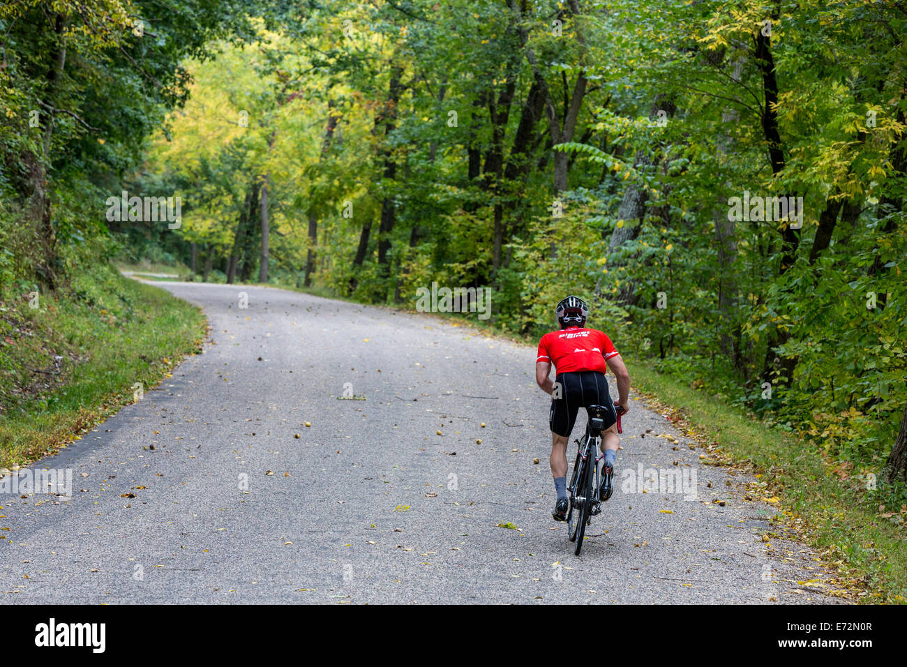 Road cycling on rural country road near Blue Mounds, Wisconsin, USA (MR ...
