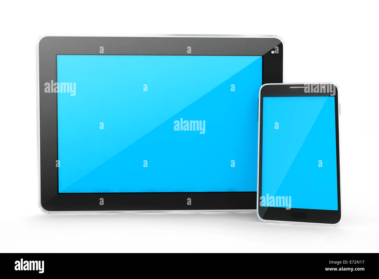 Digital devices tablet and smart phone on white background Stock Photo ...