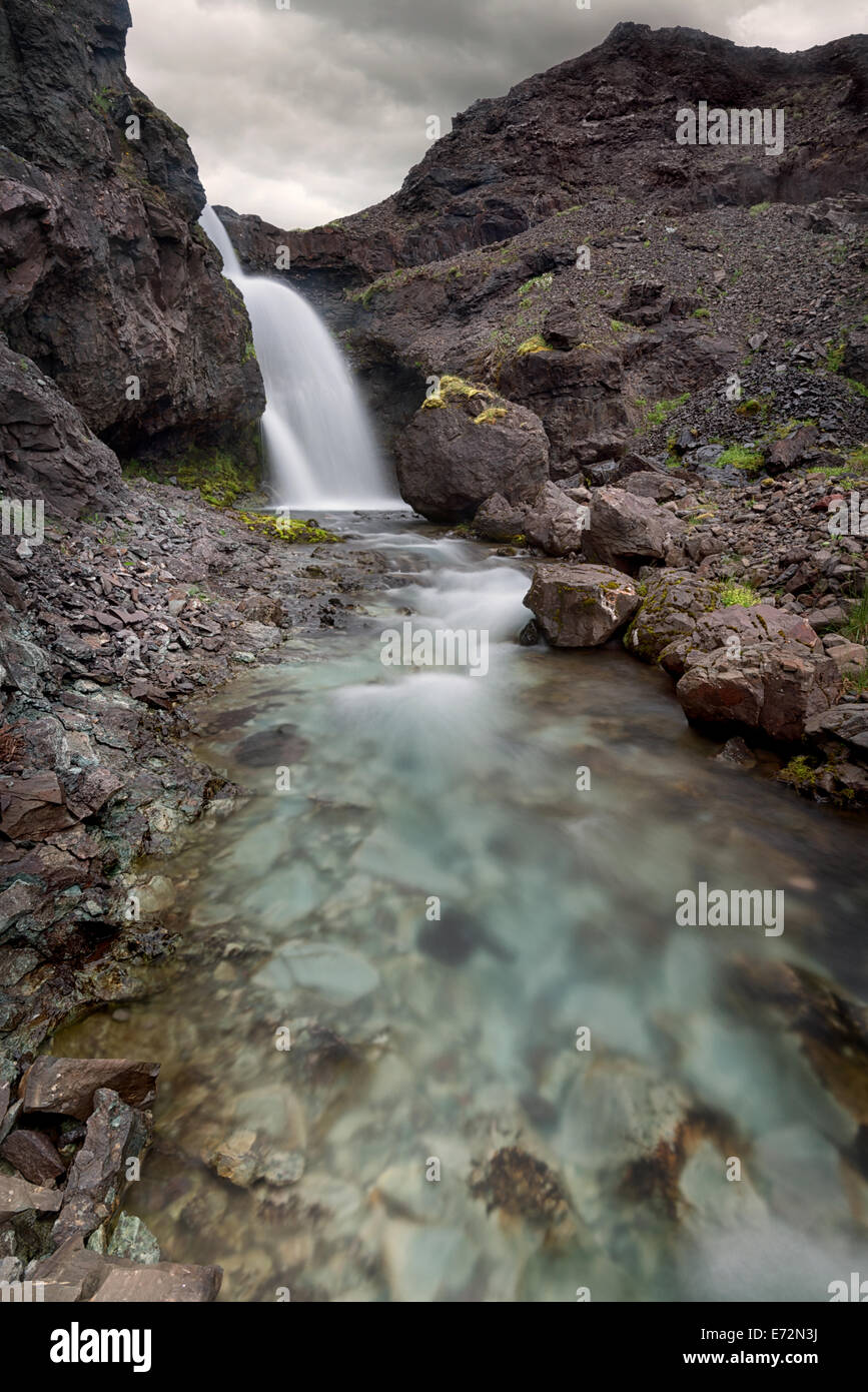 Beautiful and dramatic view of a waterfall in Iceland Stock Photo - Alamy