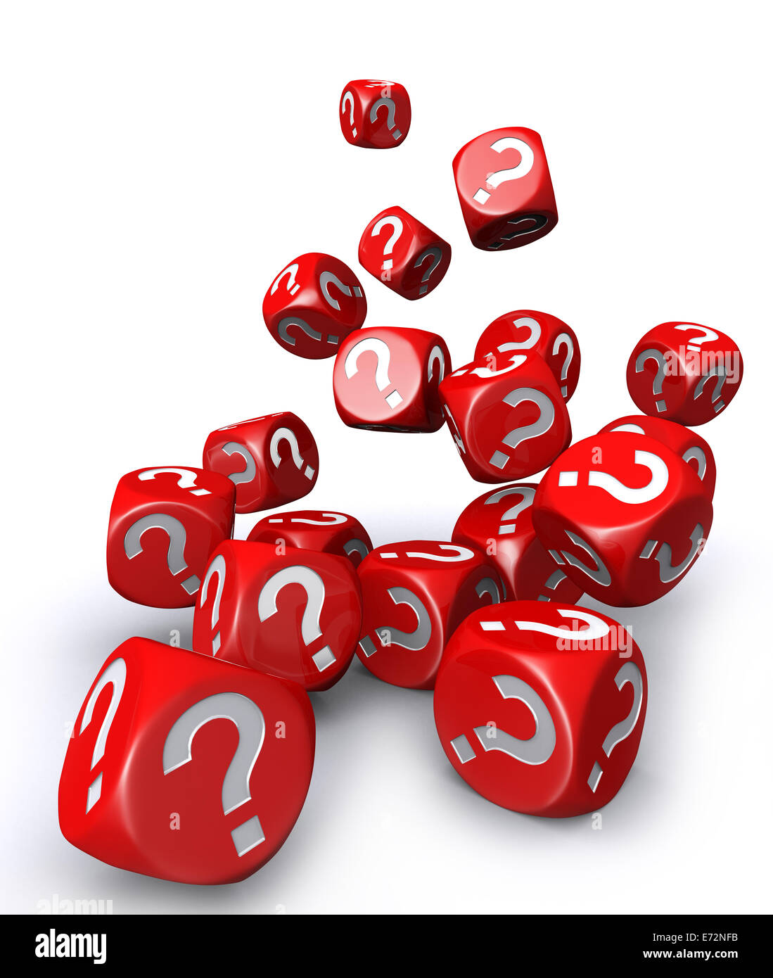 Red question mark dices falling down on white background Stock Photo ...