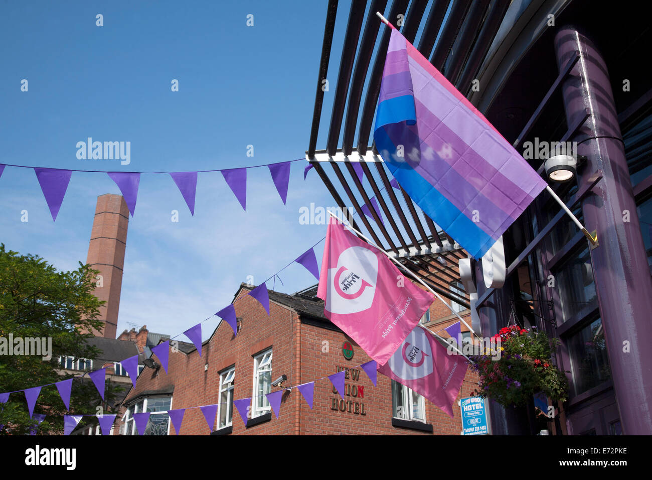 Manchester Pride and Gay Pride Flags, Canal Street, Manchester, England ...