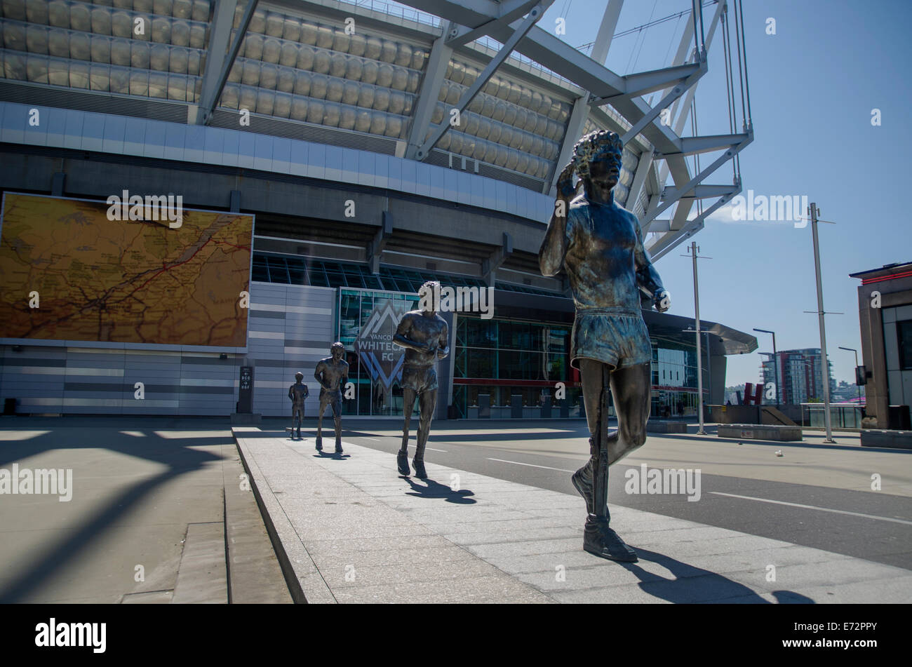 Terry Fox statues, B C place Stadium, Vancouver, Canada Stock Photo - Alamy