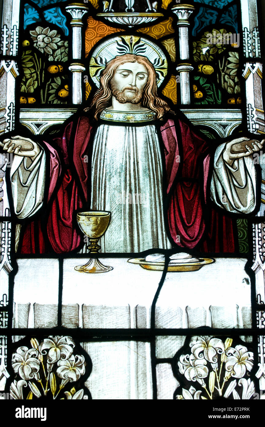 Christian Religious art stained glass Stock Photo - Alamy