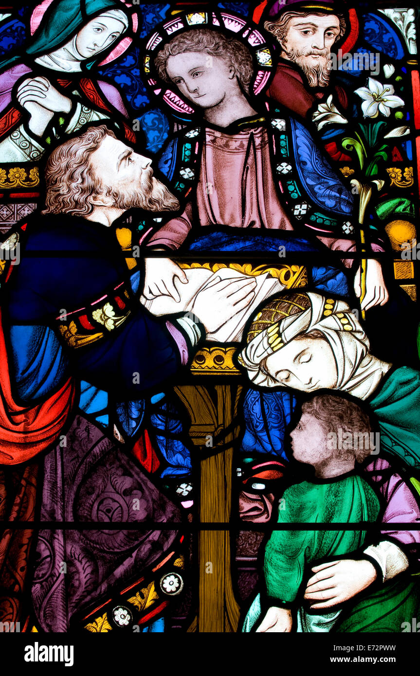Christian Religious art stained glass Stock Photo - Alamy