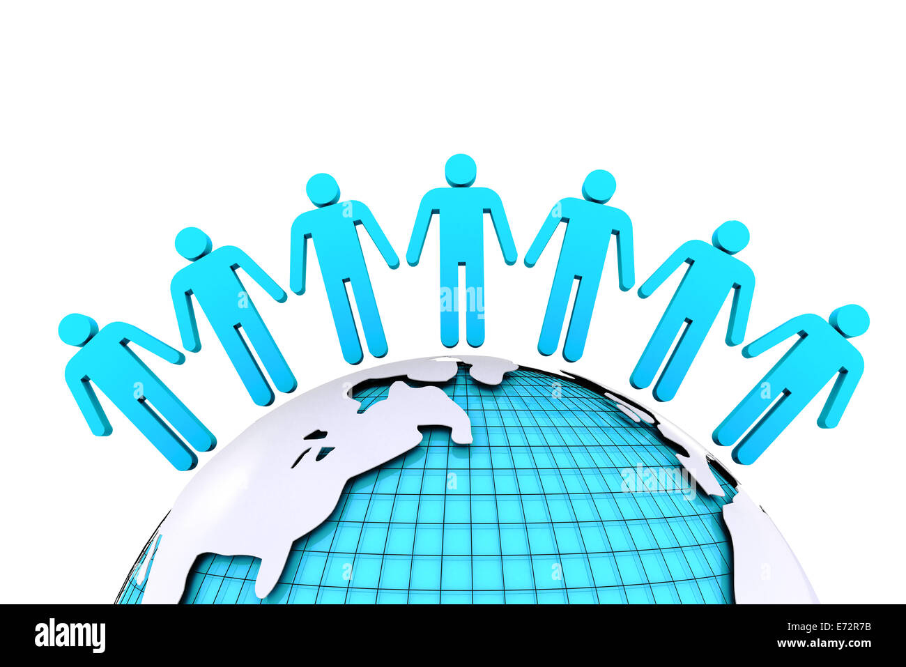 3D render of concept for human connection around world on white ...