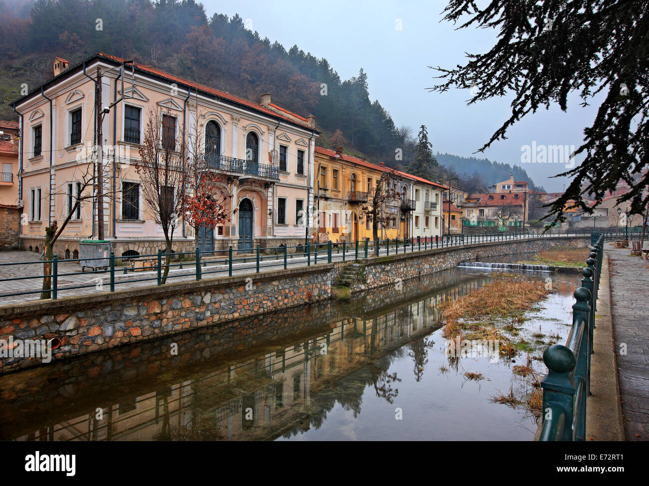 Partial view of Florina town and Sakoulevas river, Macedonia, Greece ...