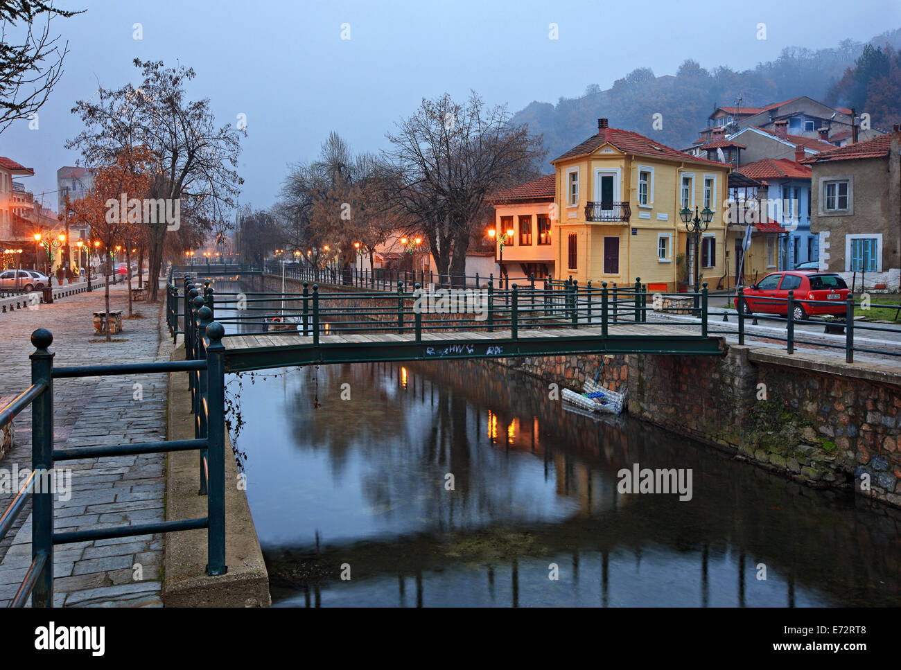 Partial view of Florina town and Sakoulevas river, Macedonia, Greece ...