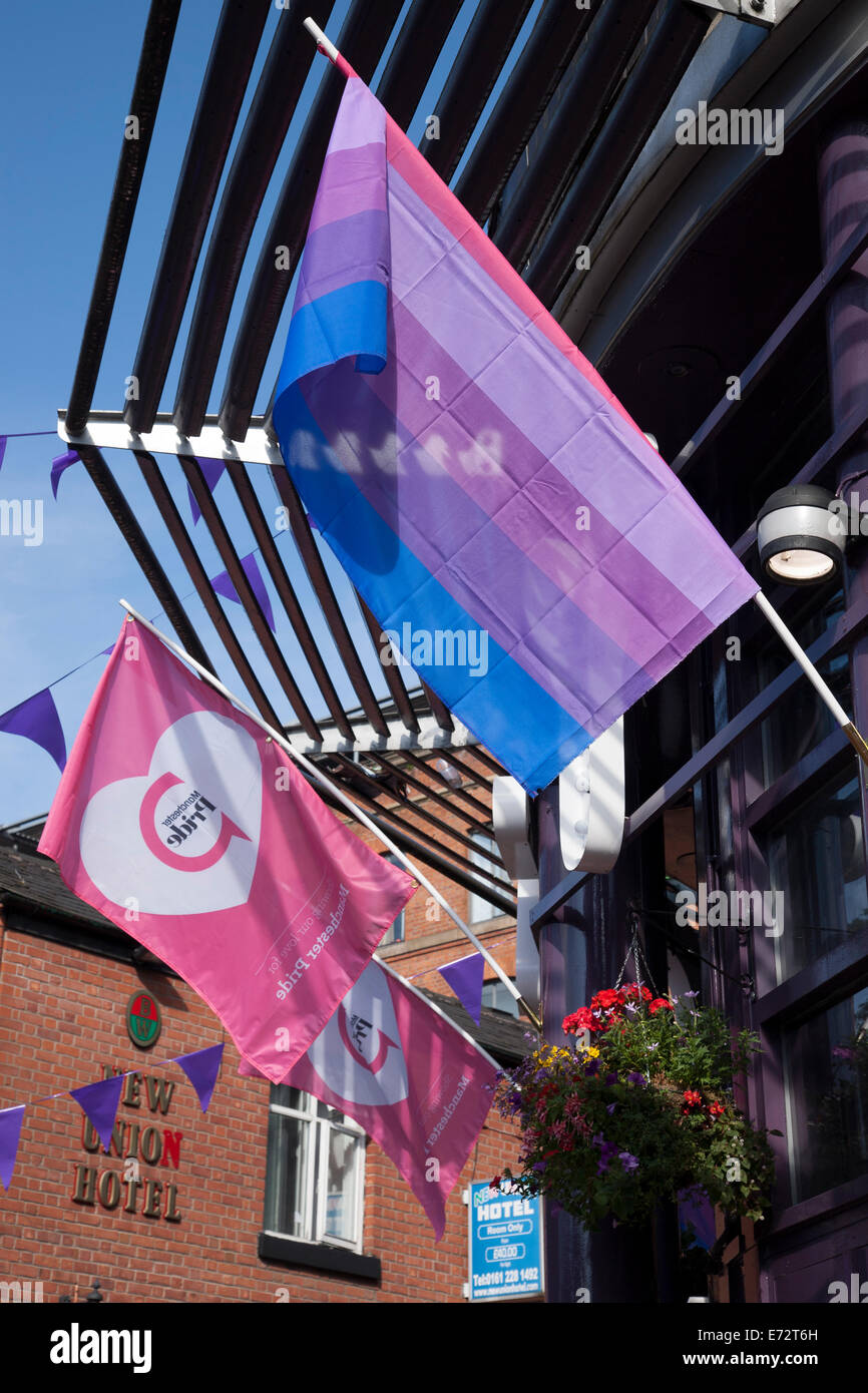 Manchester Pride and Gay Pride Flags, Canal Street, Manchester, England ...
