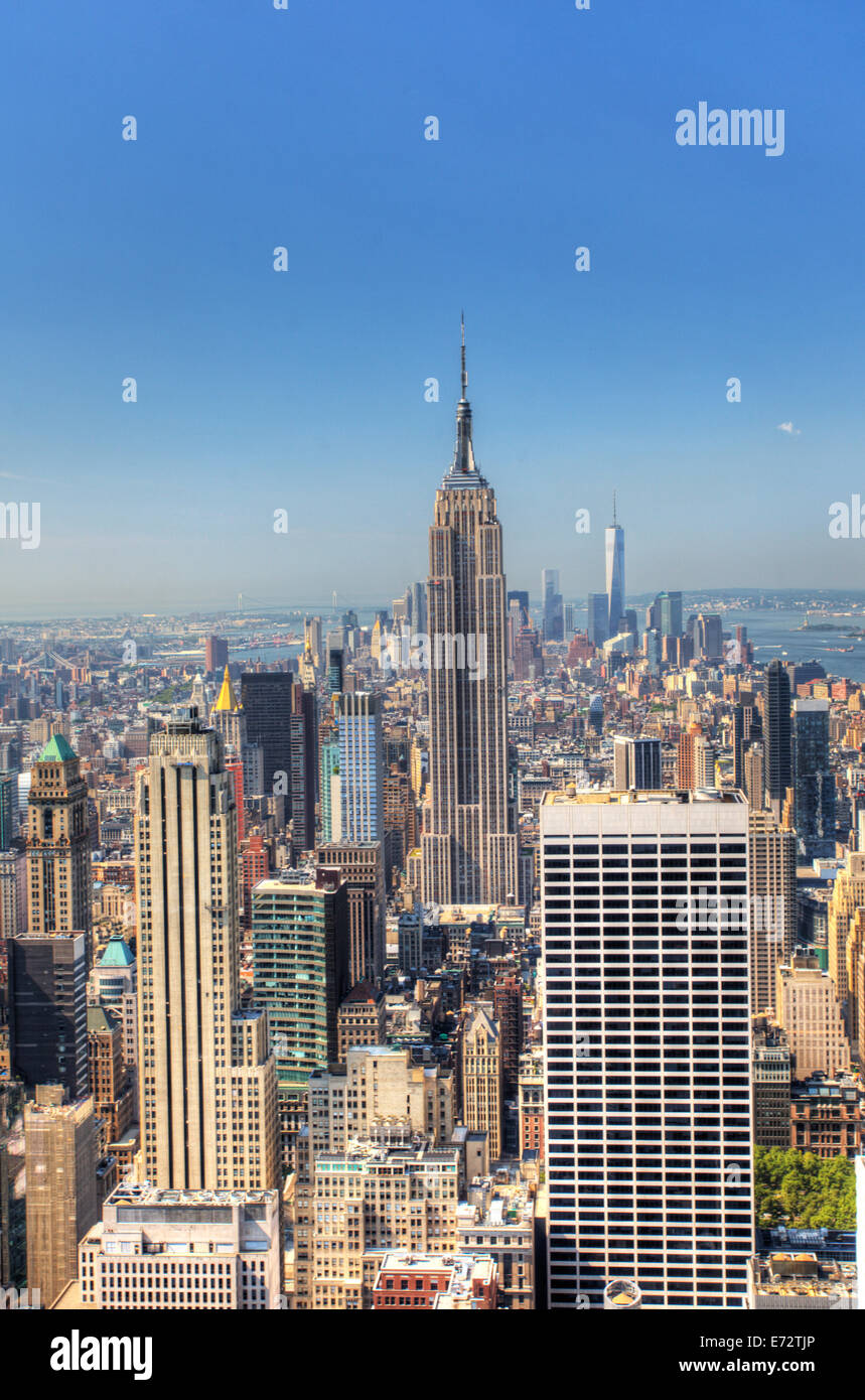 A vertical view of Manhattan skyscrapers Stock Photo - Alamy