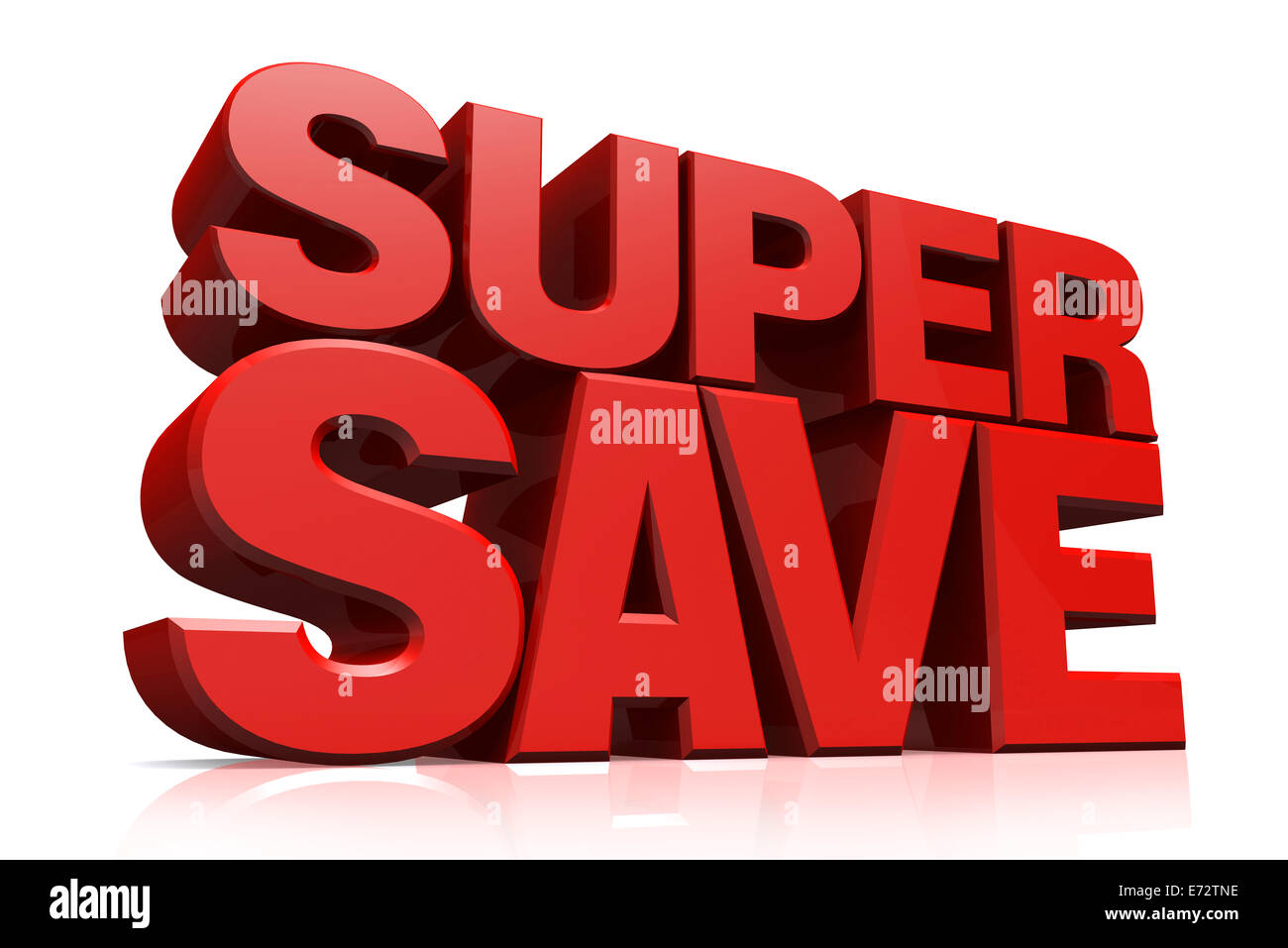 3D red text super save on white background with reflection Stock Photo ...