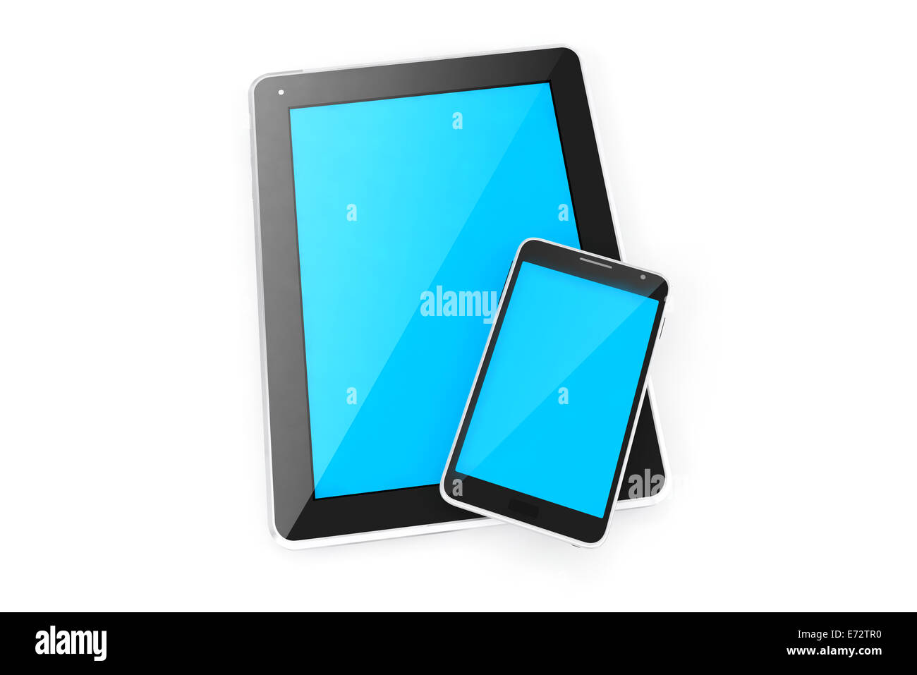 Digital devices tablet and smart phone on white background Stock Photo ...