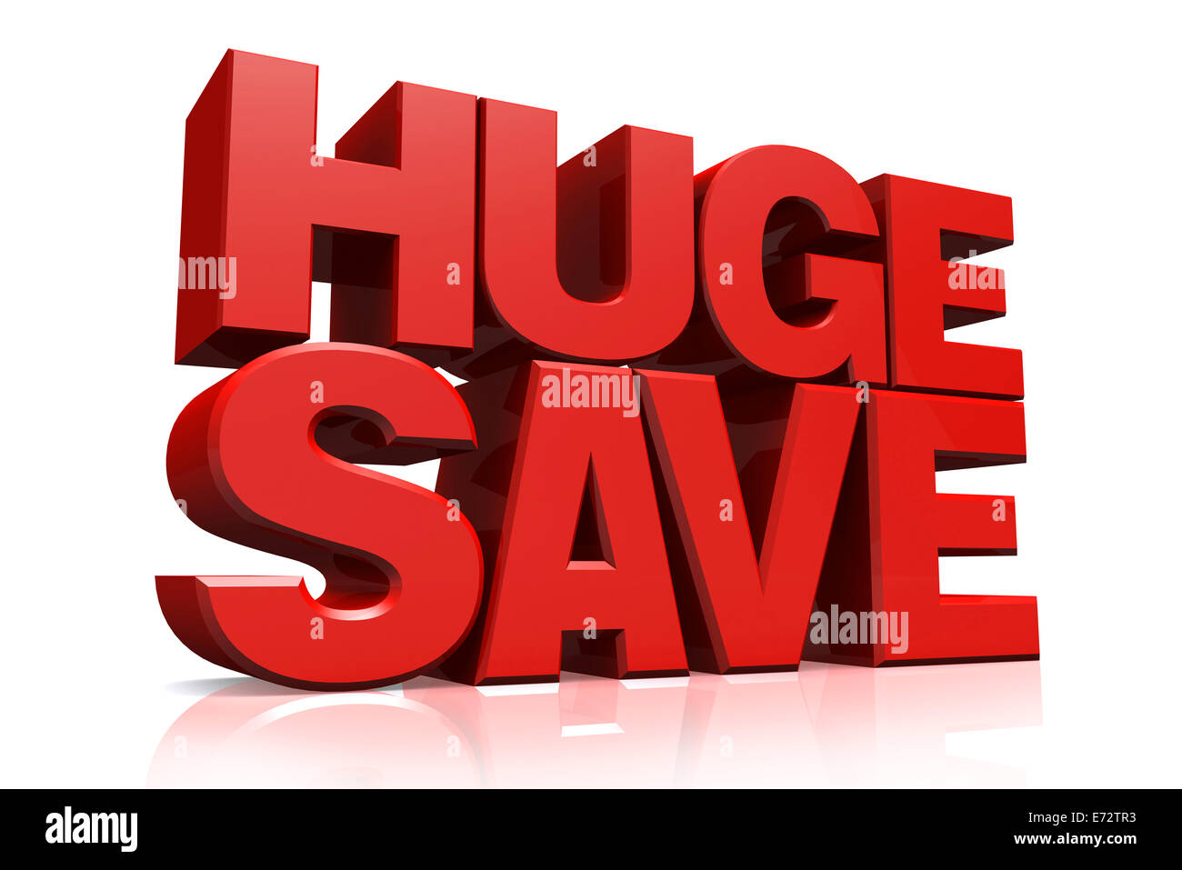 3D red text huge save on white background with reflection Stock Photo ...