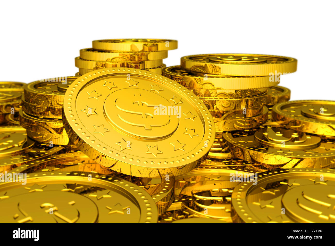Many golden coins background - with selective focus Stock Photo - Alamy