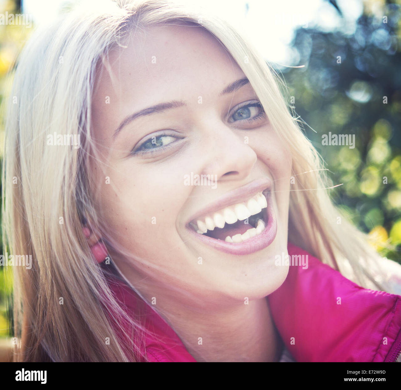 young laughing beautiful woman outdoor Stock Photo - Alamy