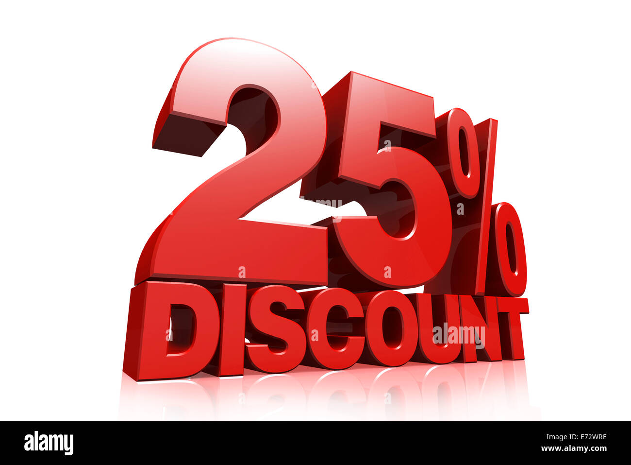 3D render red text 25 percent discount on white background with ...