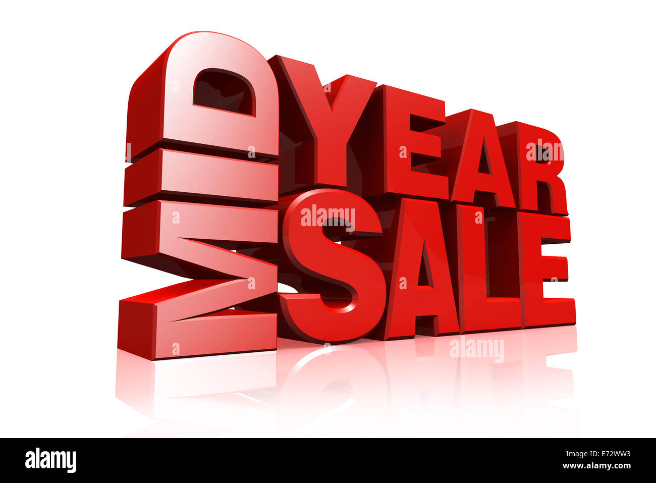 3D red text mid year sale on white background with reflection Stock ...