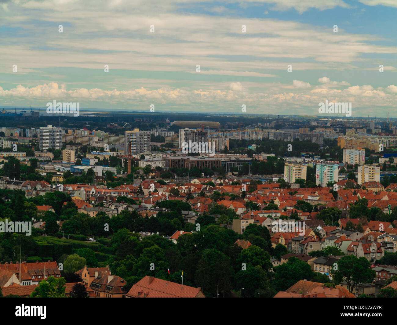 Aerial view from tower of district gdansk buildings. urban Stock Photo ...