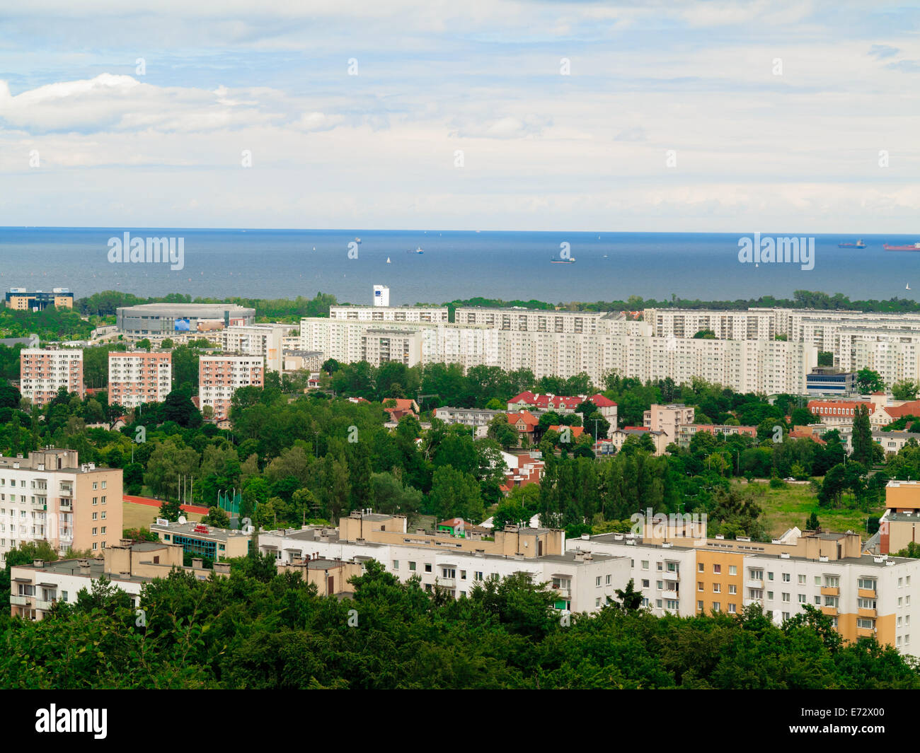 Aerial view from tower of district gdansk buildings. urban Stock Photo ...