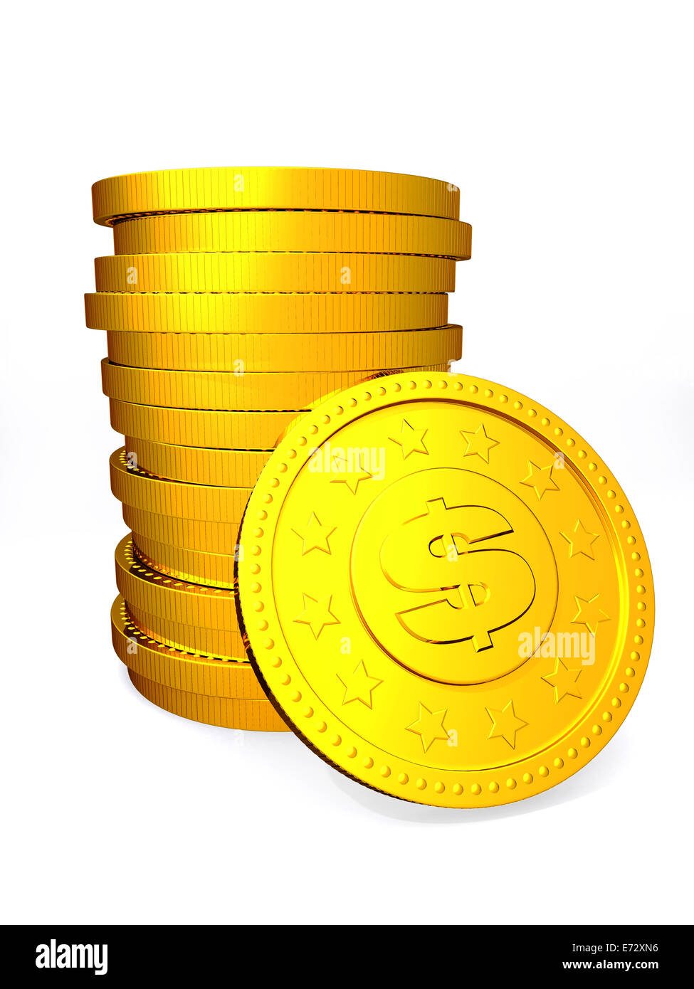 Stack of golden coins isolated on white background Stock Photo - Alamy