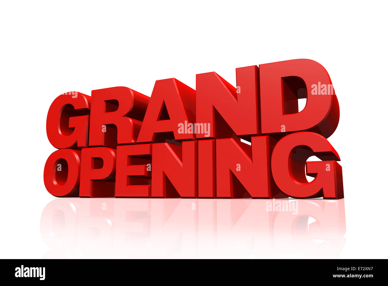 3D red text grand opening on white background with reflection Stock ...