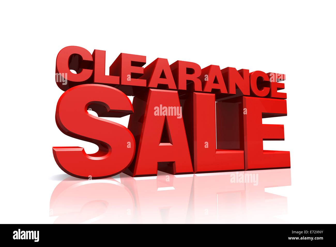 3D red text clearance sale on white background with reflection Stock ...