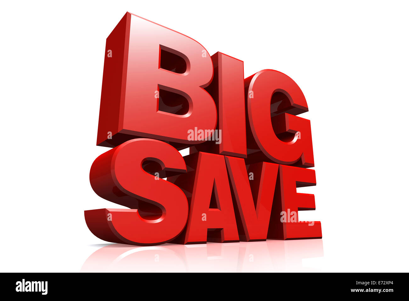 3D red text big save on white background with reflection Stock Photo ...