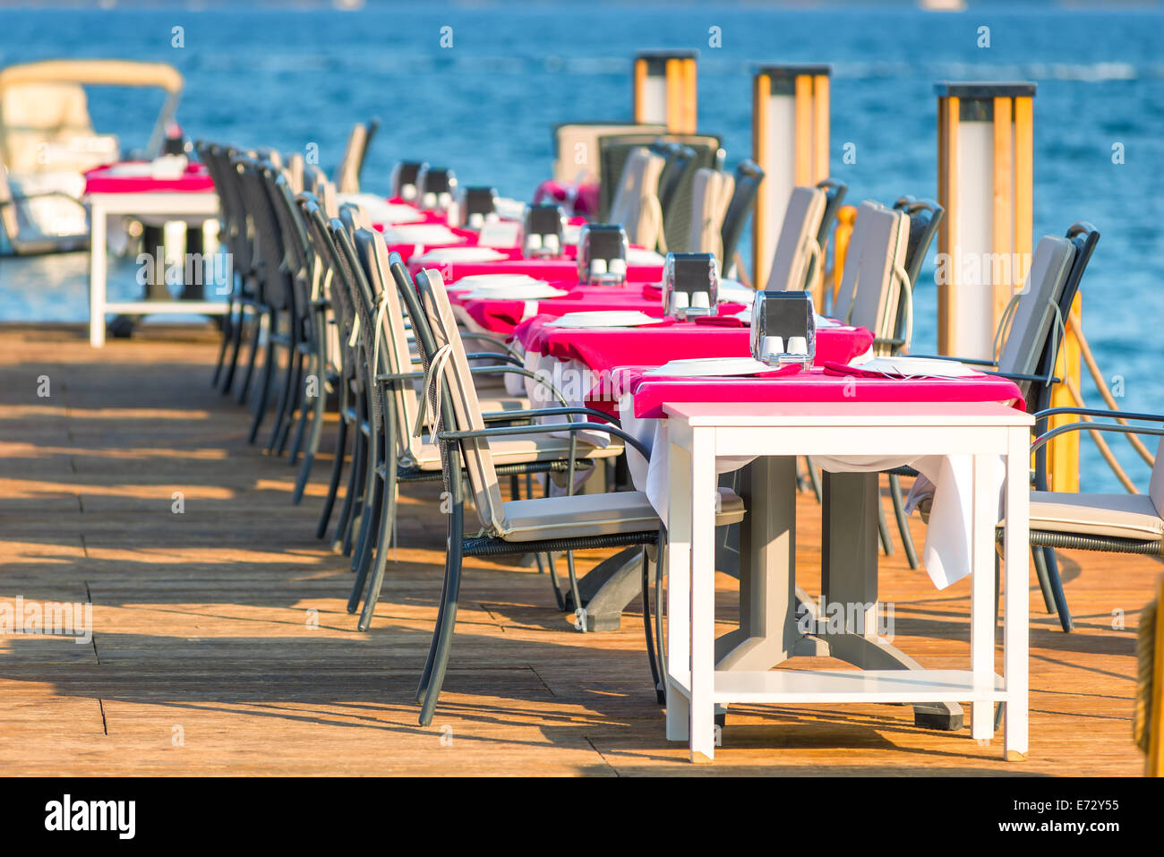 outdoor cafe located on the pier near the sea Stock Photo - Alamy