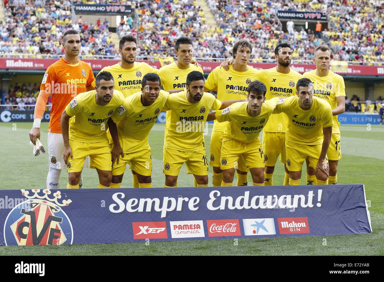 Vila-Real, Spain. 31st Aug, 2014. Villarreal team group line-up ...