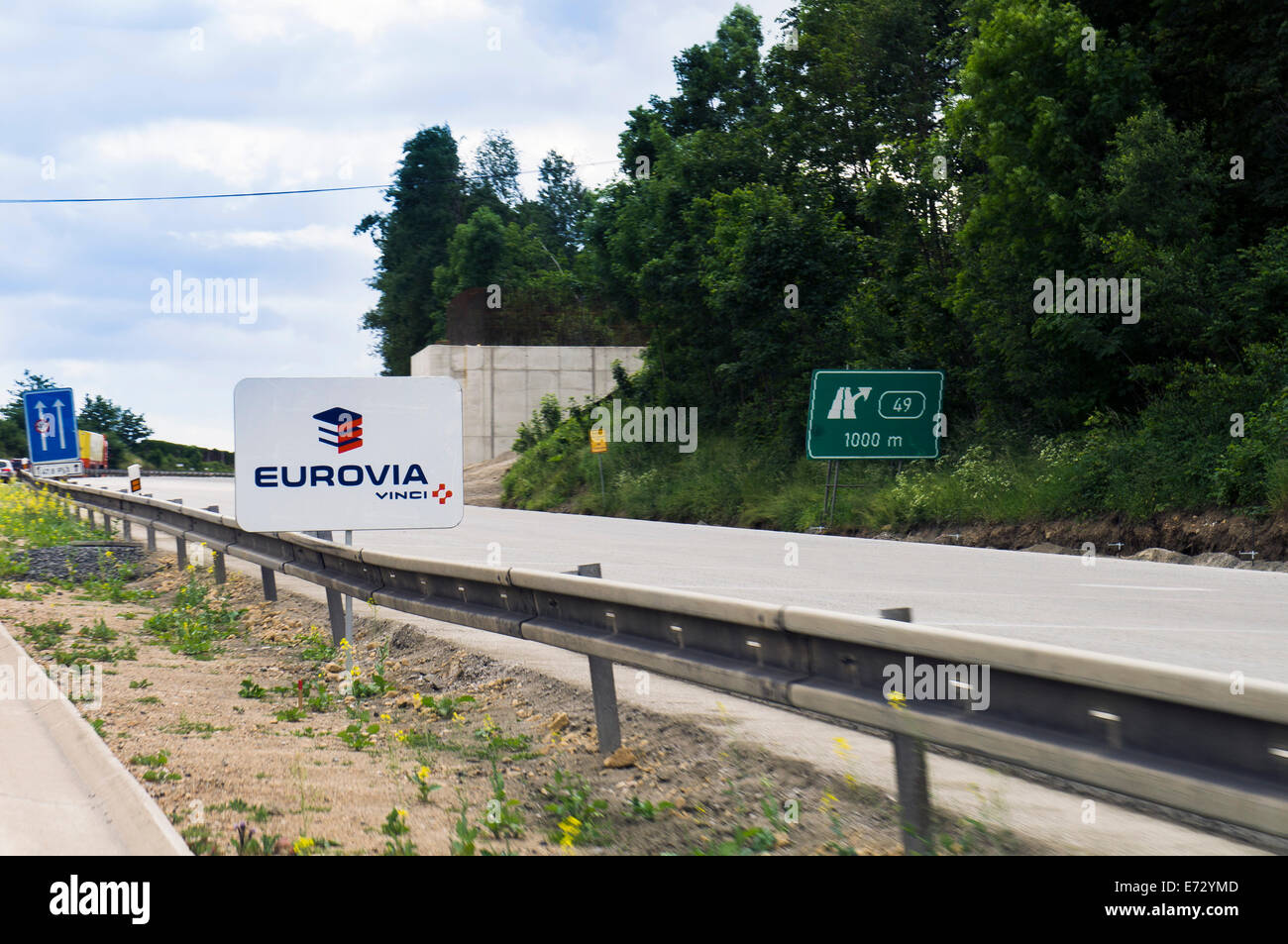 EUROVIA VINCI sign, construction, D1 motorway, highway, modernization ...