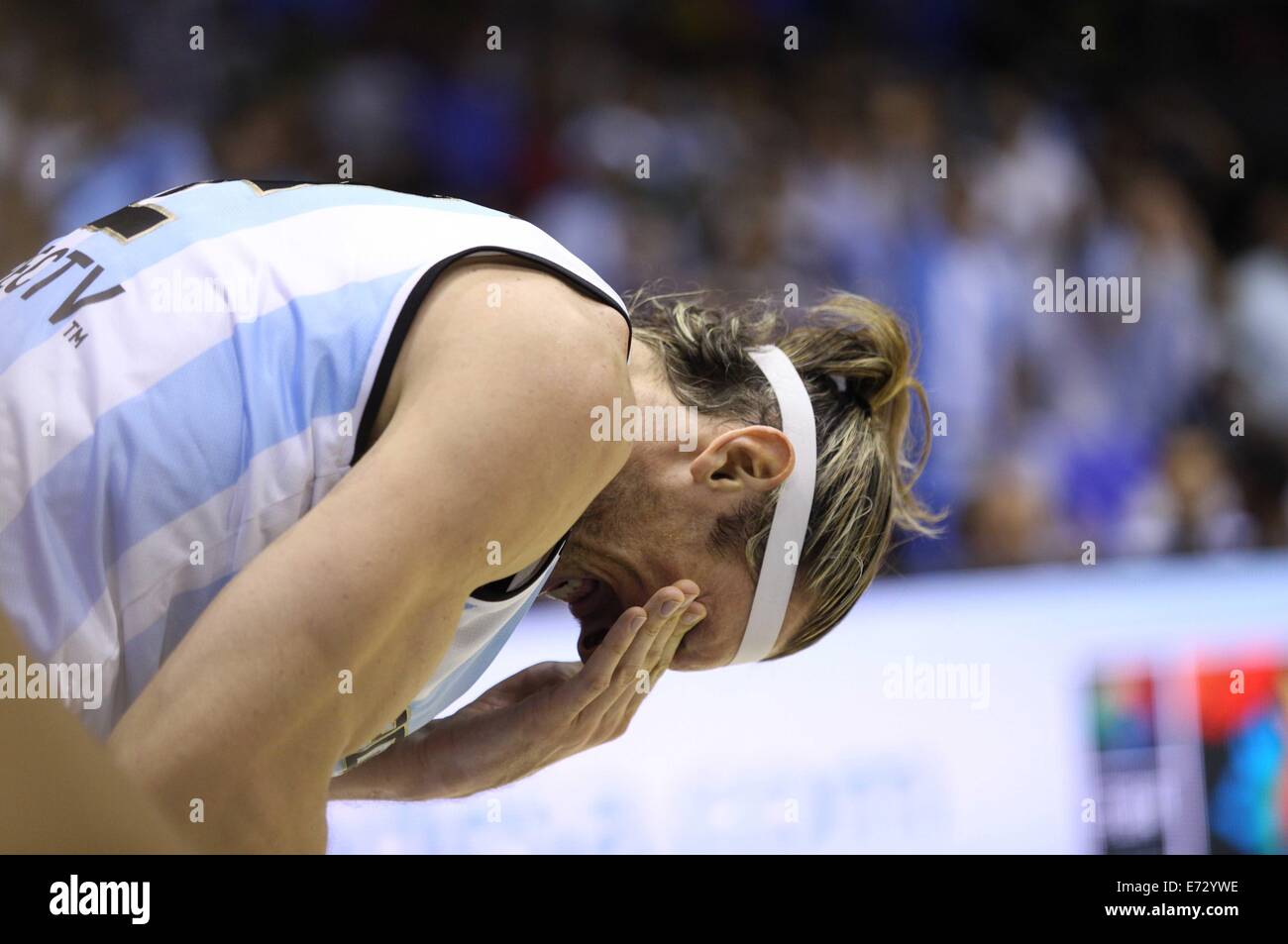 Seville, Spain. 4th Sep, 2014. Walter Herrmann of Argentina reacts ...