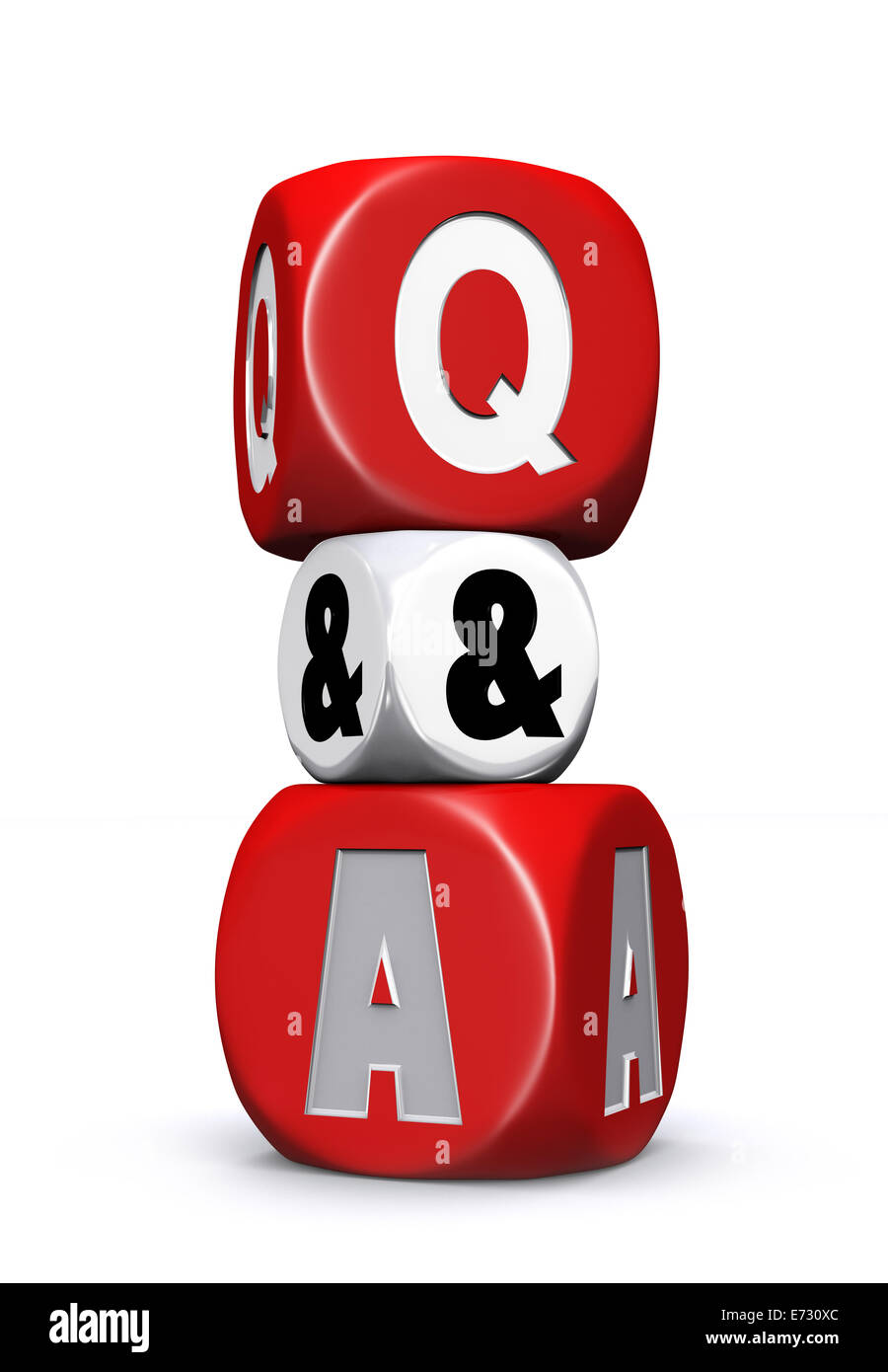 Red and white questions and answers dices on white background Stock ...