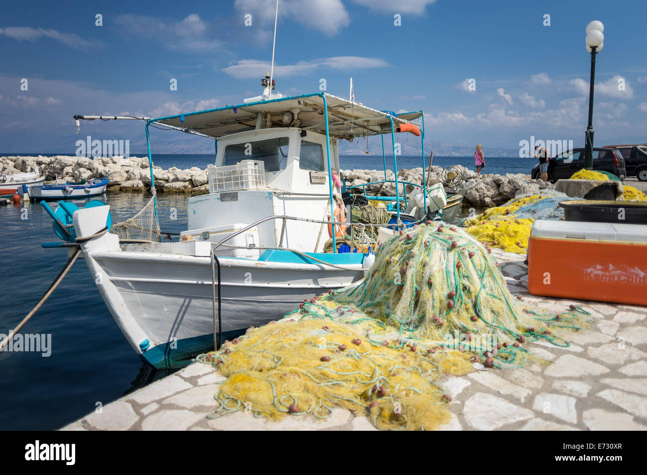 Old colorful wooden greek fishing boat Kassiopi Corfu Stock Photo - Alamy