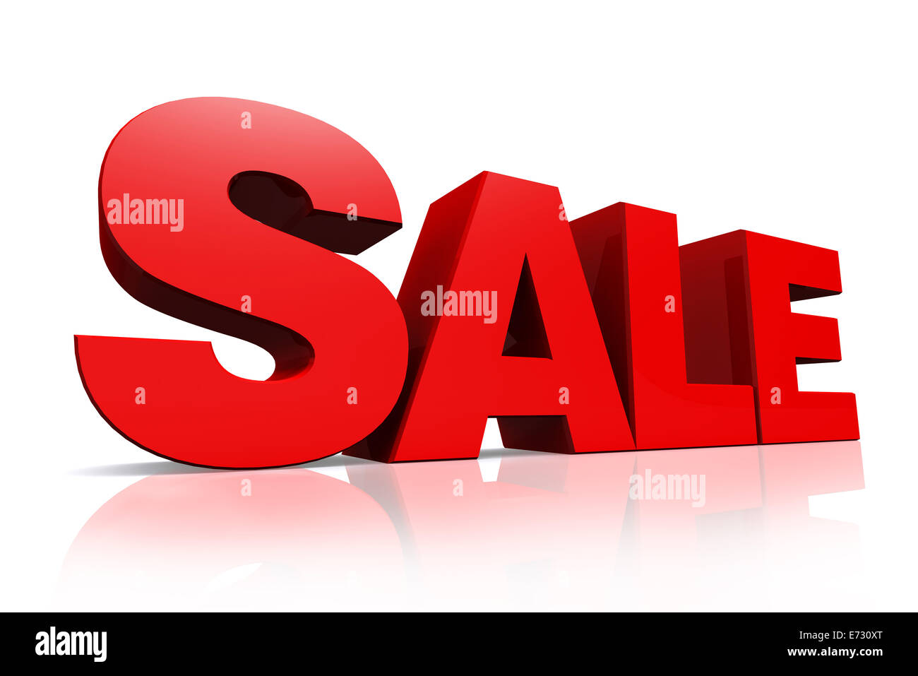 3D red text sale on white background with reflection Stock Photo - Alamy