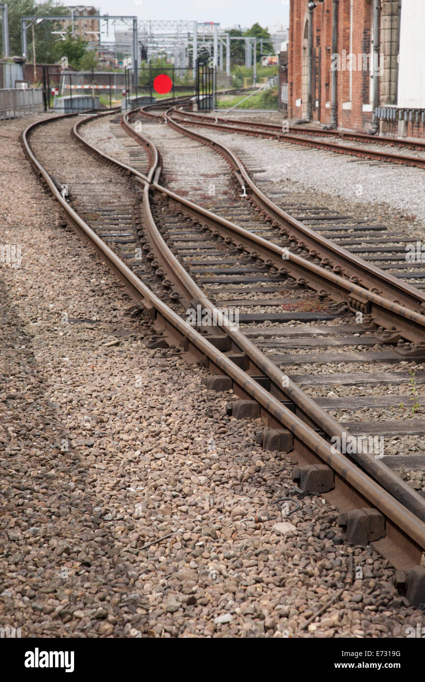 Railway Track Background in Urban Setting Stock Photo - Alamy