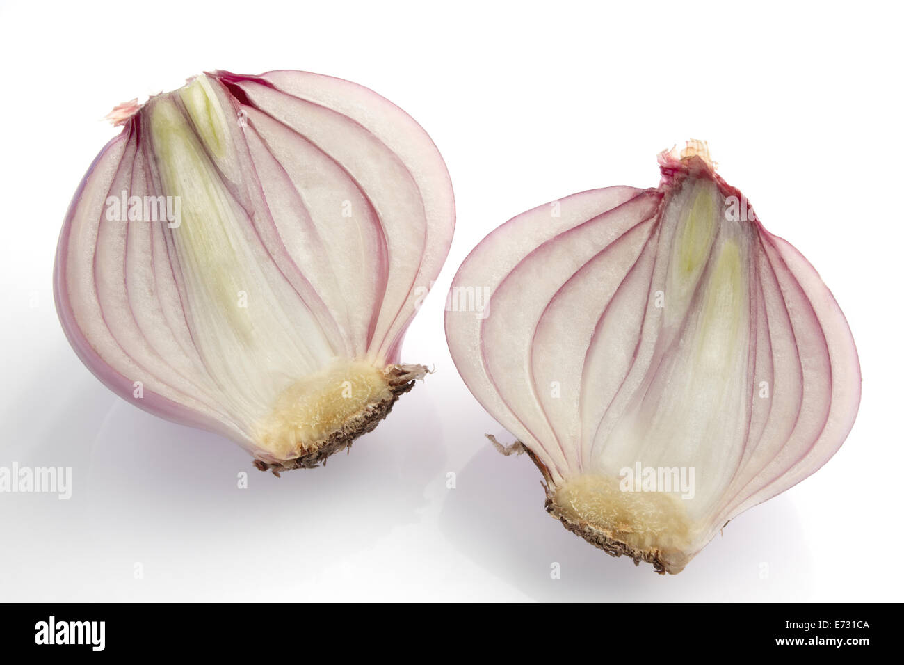cutting of small red shallot on white background Stock Photo - Alamy