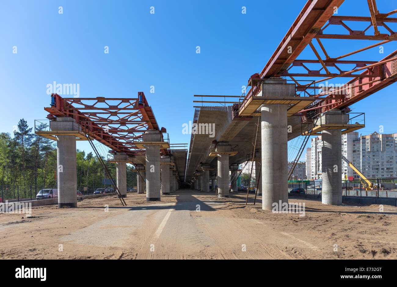 Elevated road construction site. Incremental launch Stock Photo - Alamy