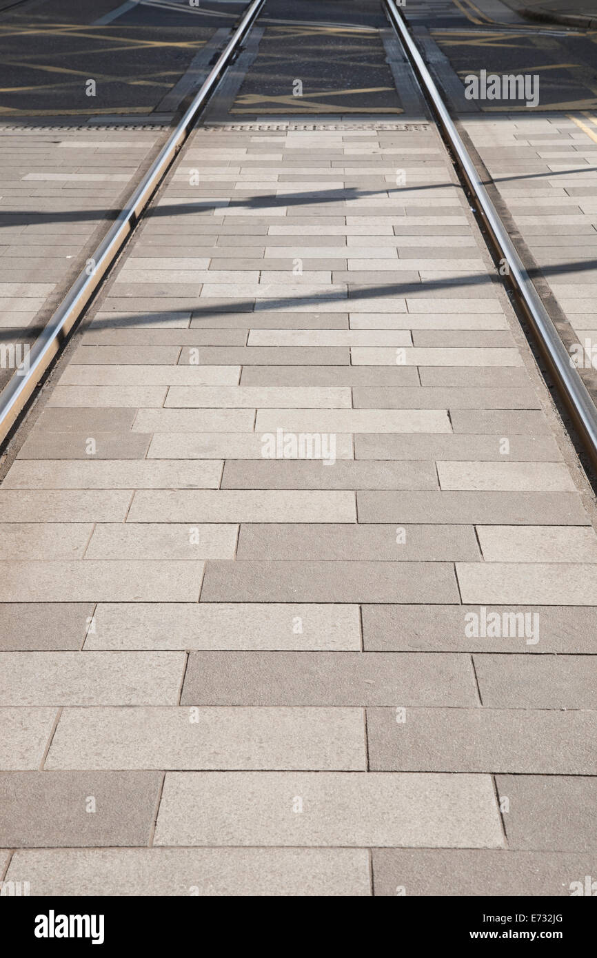 Tram Lines in Manchester City Centre Stock Photo - Alamy