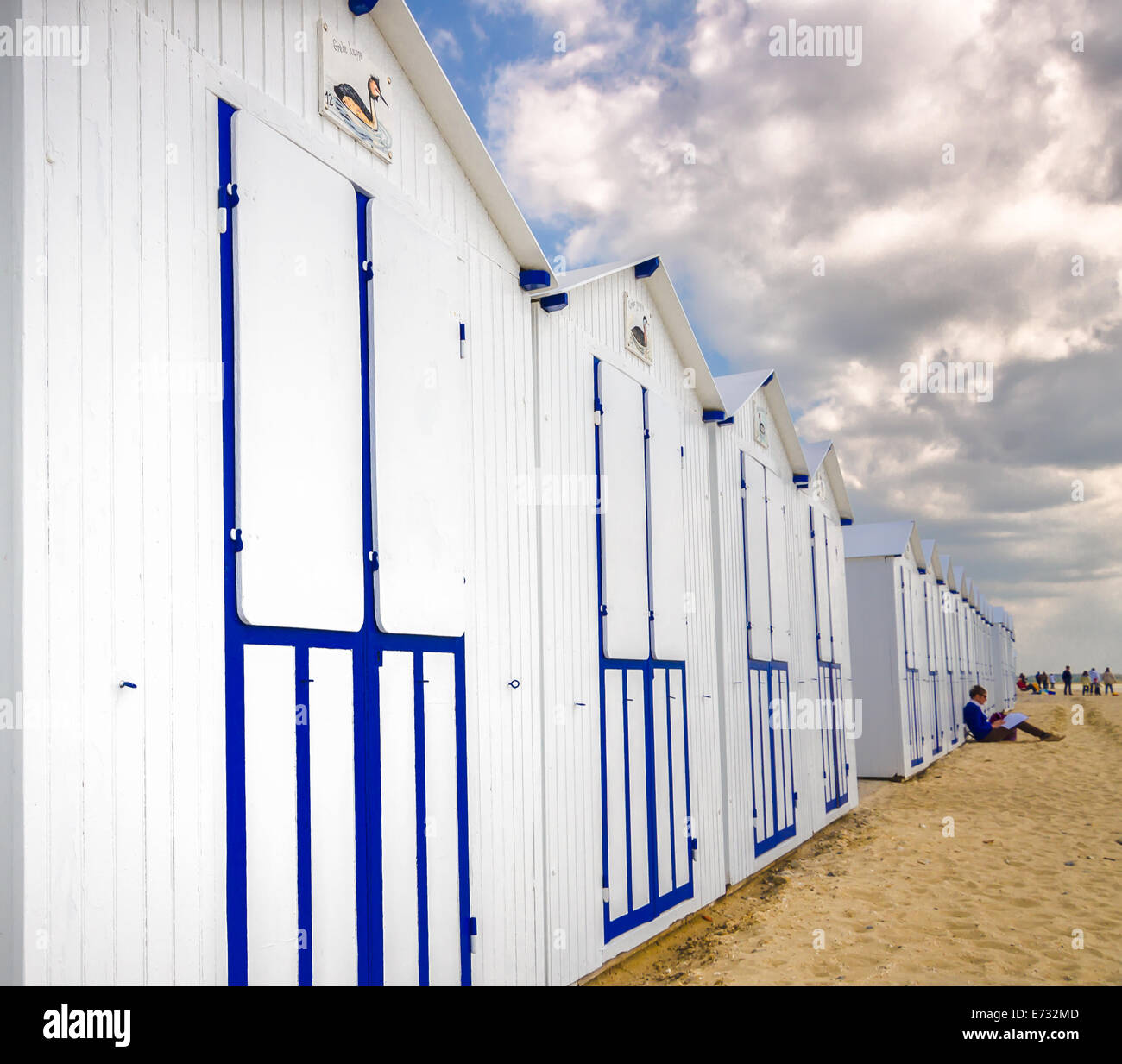 Row white beach cabins hi-res stock photography and images - Alamy