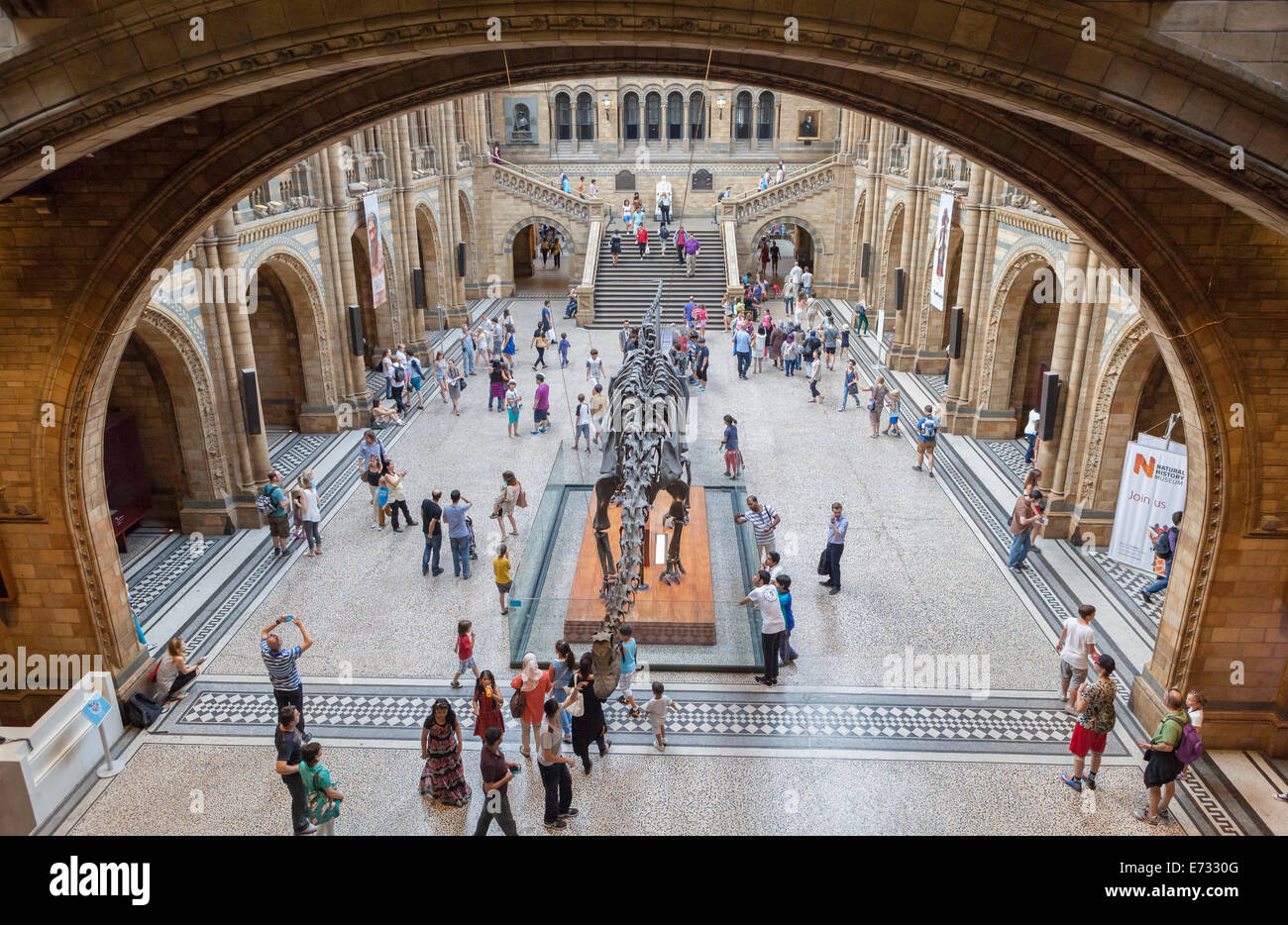 Great entrance hall of the natural history museum in London, England ...