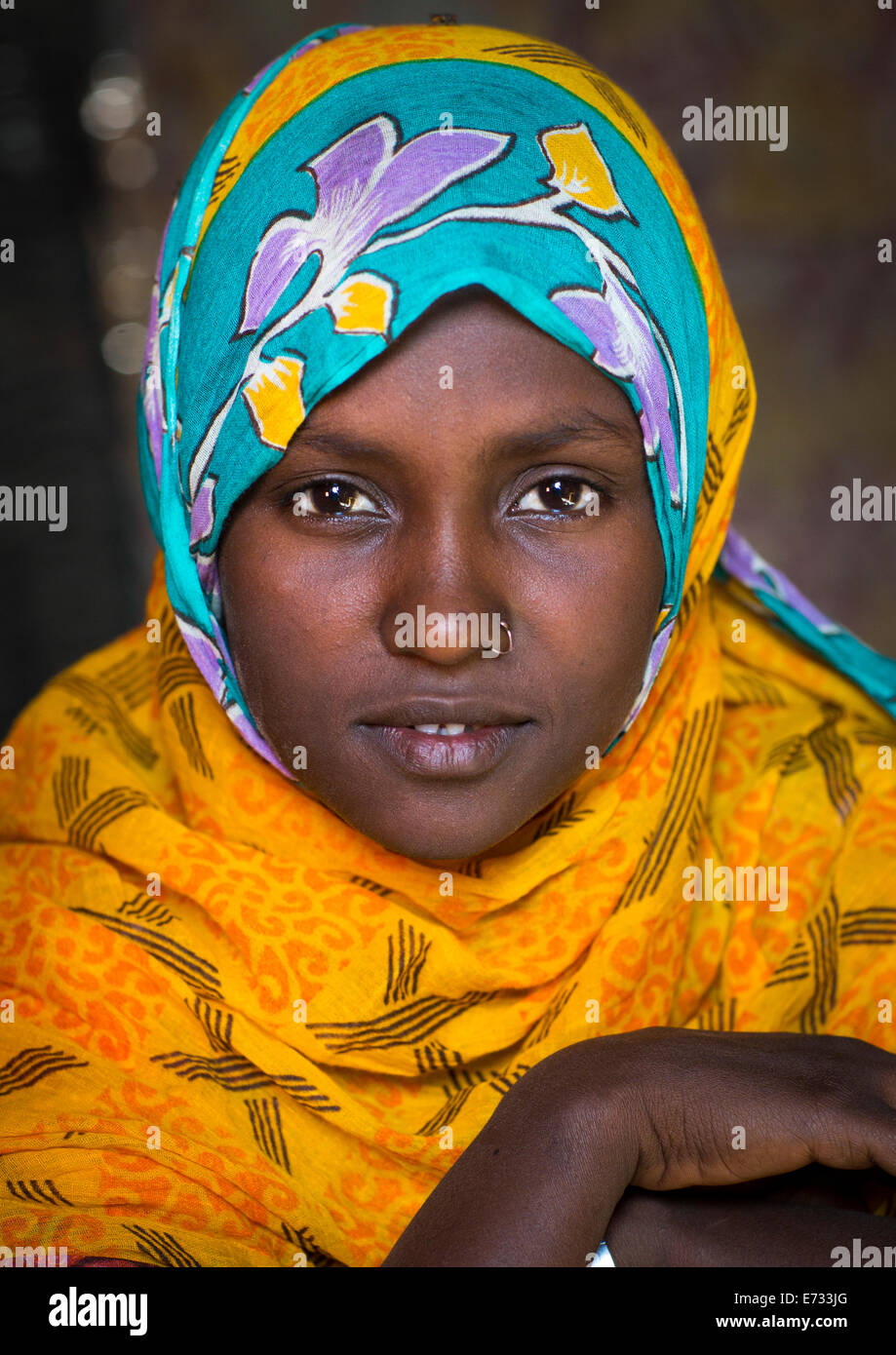 Afar Tribe Woman, Assaita, Afar Regional State, Ethiopia Stock Photo ...
