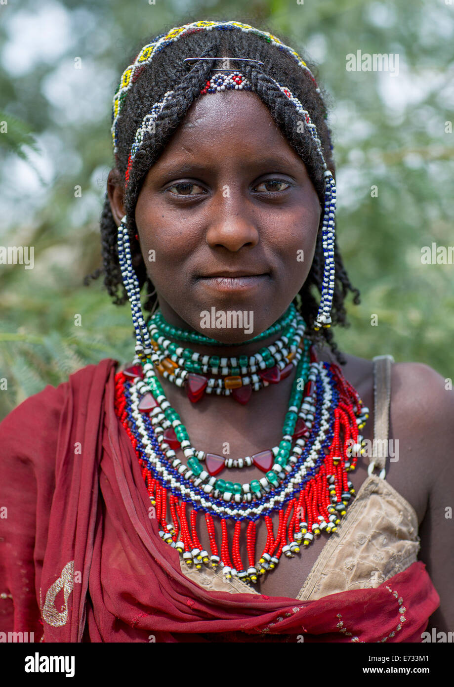 Afar Tribe Woman, Assaita, Afar Regional State, Ethiopia Stock Photo ...