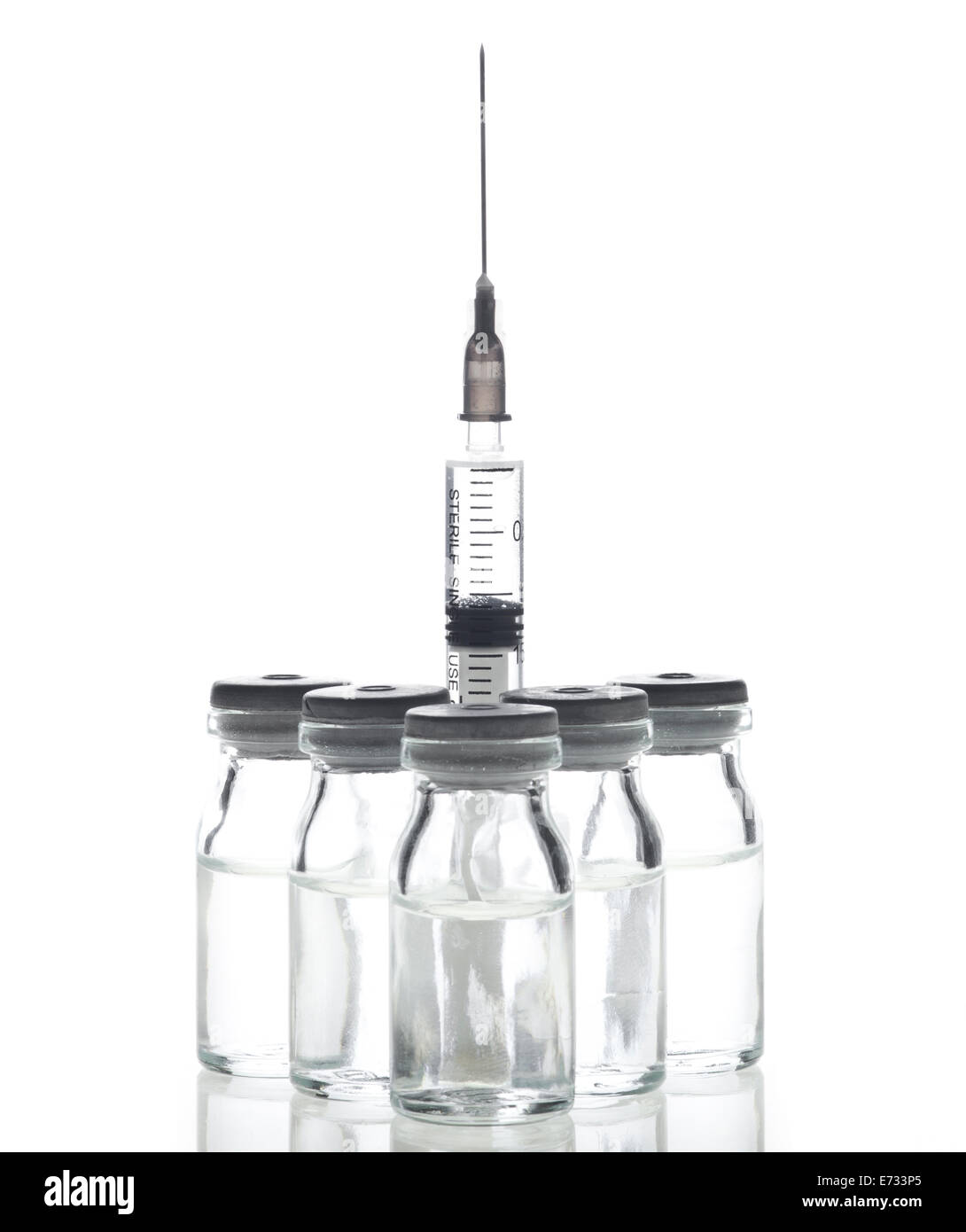 Glass Medicine Vials with liquid and Syringe Stock Photo - Alamy