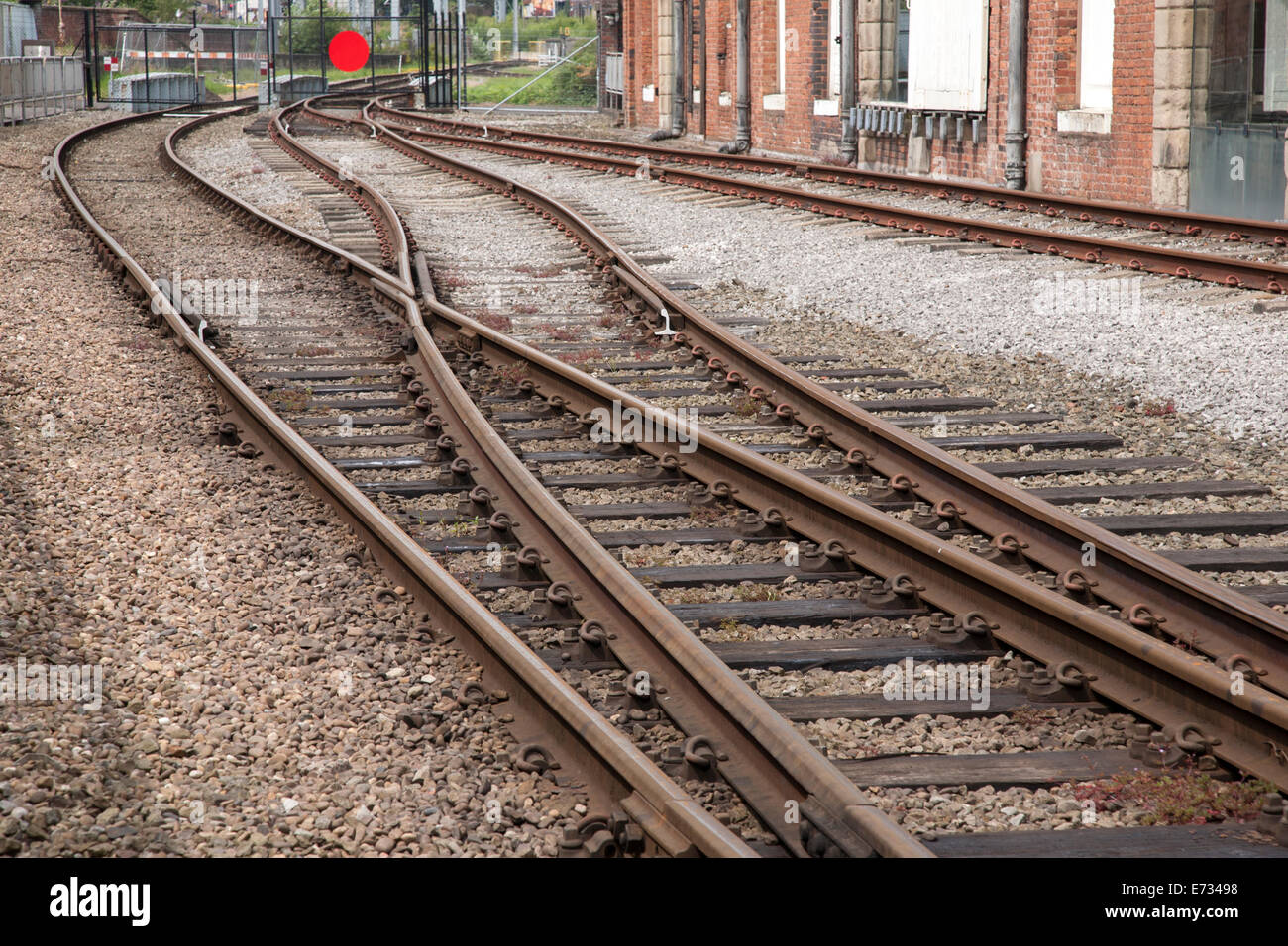 Railway Track Background in Urban Setting Stock Photo - Alamy